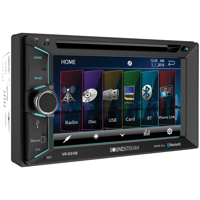 Soundstream VR-624B | 6.2" Double DIN Bluetooth DVD Receiver with 300W